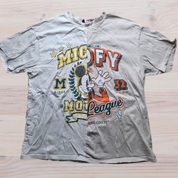 H&M | Shirts | Rare Hm Divided Disney Half Mickey Mouse Half Goofy ...